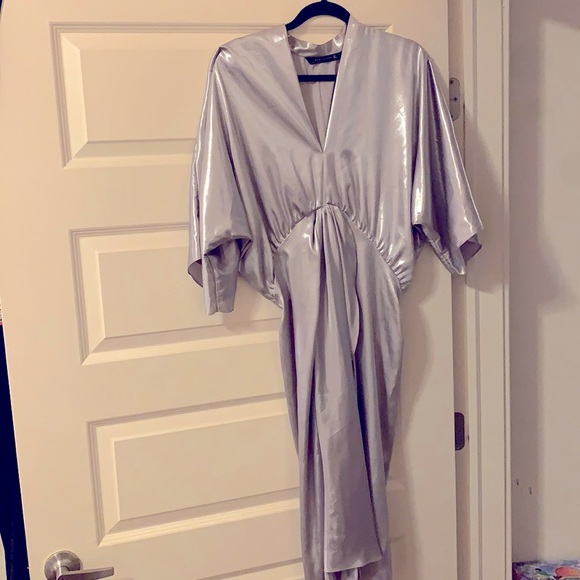 Zara | Dresses | Silver Metalliclike Chrome Style Dress | Poshmark